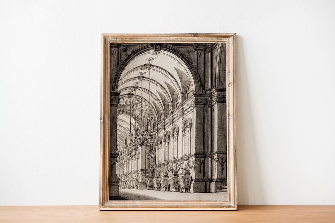 Antique Architecture Drawing Print, Vintage Architecture Drawing ...