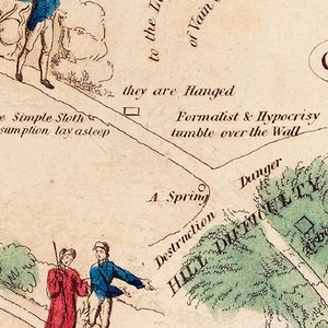 The Pilgrim's Progress Map 1850 Print, Vintage Home Decor, Antique ...