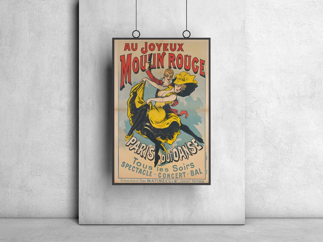 Vintage French Advertisement, Moulin Rouge Advertisement Poster, Moulin ...