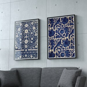 Indigo Art Set of 3, Indigo Wall Art, Indigo Blue Decor, Indian ...