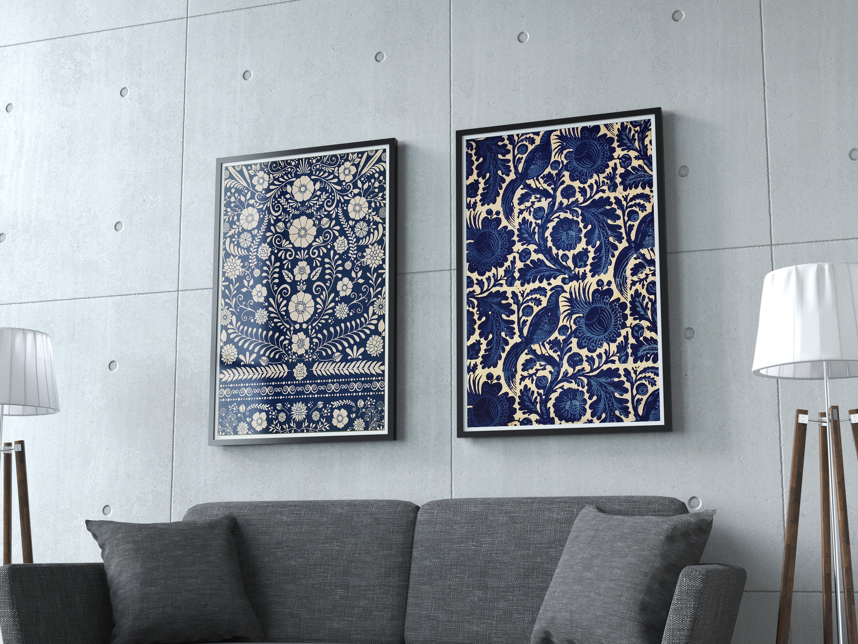 Indigo Art Set of 3, Indigo Wall Art, Indigo Blue Decor, Indian ...