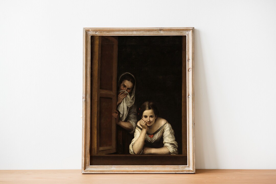 Two Women at a Window - Antique Woman Print, Female Portrait, Victorian ...
