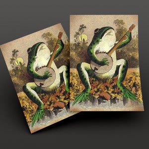 Vintage Frog Poster - A Frog Playing Banjo in the Moonlight, Vintage ...