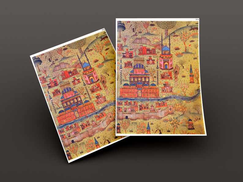 Antique Matrakçı Nasuh Soltaniyeh Map, 16th Century Map, Vintage ...