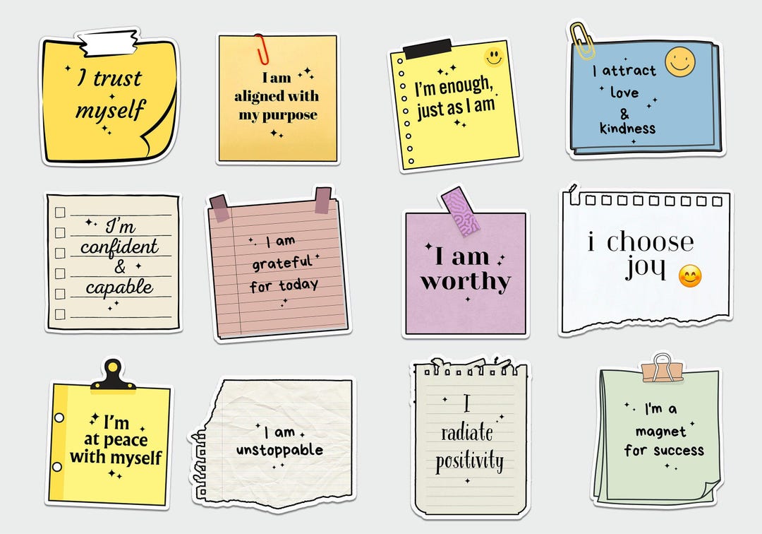 Affirmations Printable Stickers, Affirmations Sticky Notes Png ...