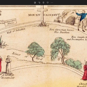The Pilgrim's Progress Map 1850 Print, the Road From the City of ...