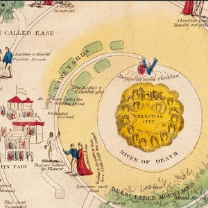 The Pilgrim's Progress Map 1850 Print, Vintage Home Decor, Antique ...