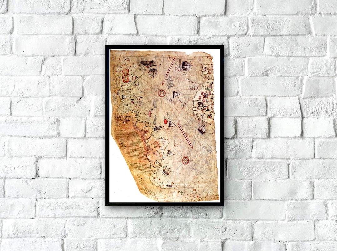 Ancient Piri Reis World Map, Ottoman Empire Map, Antique World Map ...