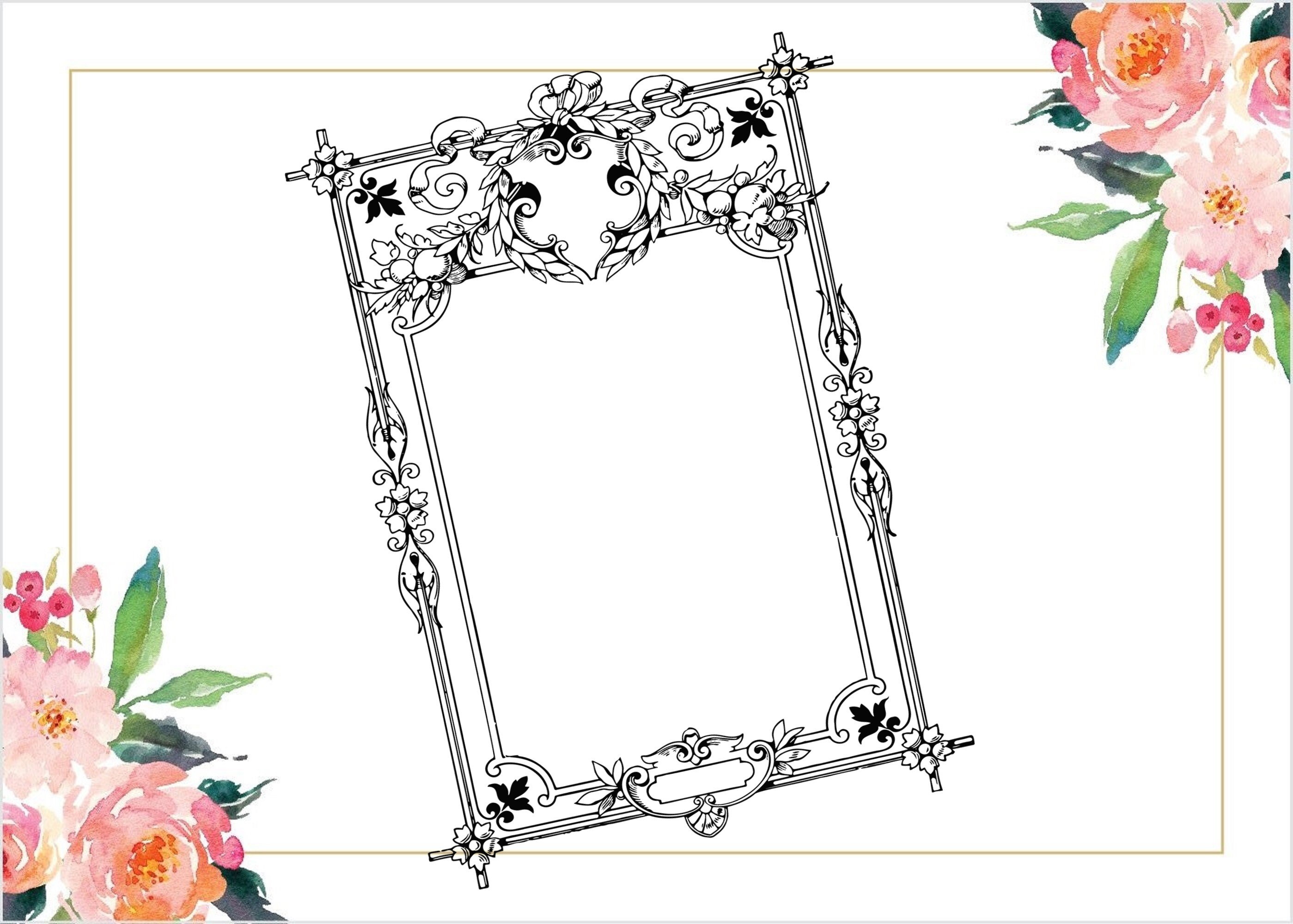 Vintage Victorian Floral Frame SVG Vintage Frames SVG Frame | Etsy