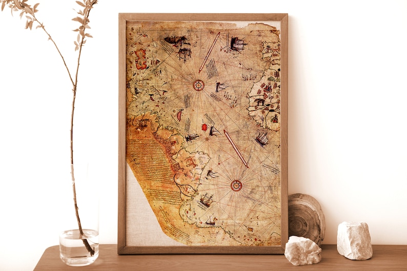 Ancient Piri Reis World Map Ottoman Empire Map Antique World - Etsy