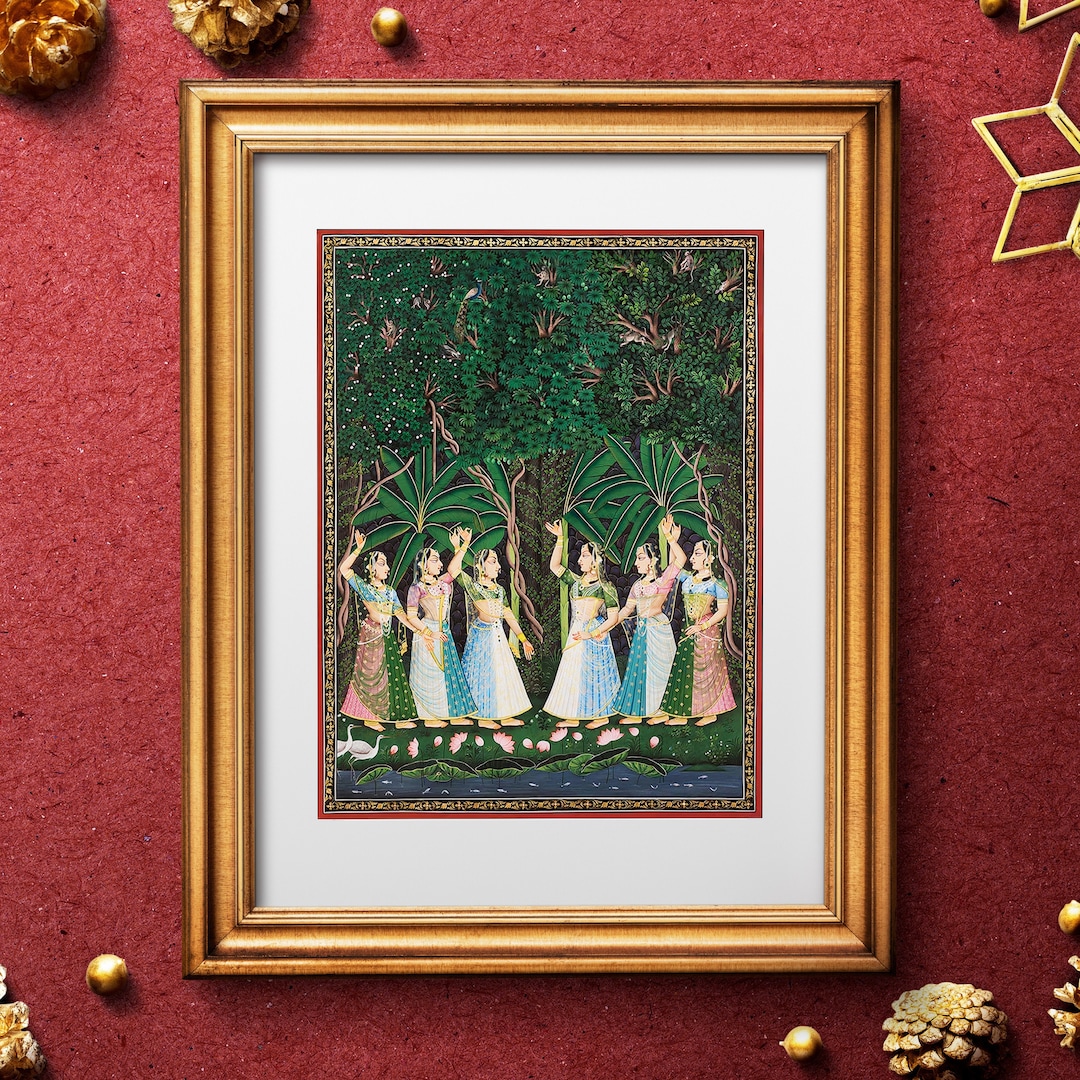 Vintage Gopi Krishna Painting, Indian Folk Art, Pichwai Traditional ...