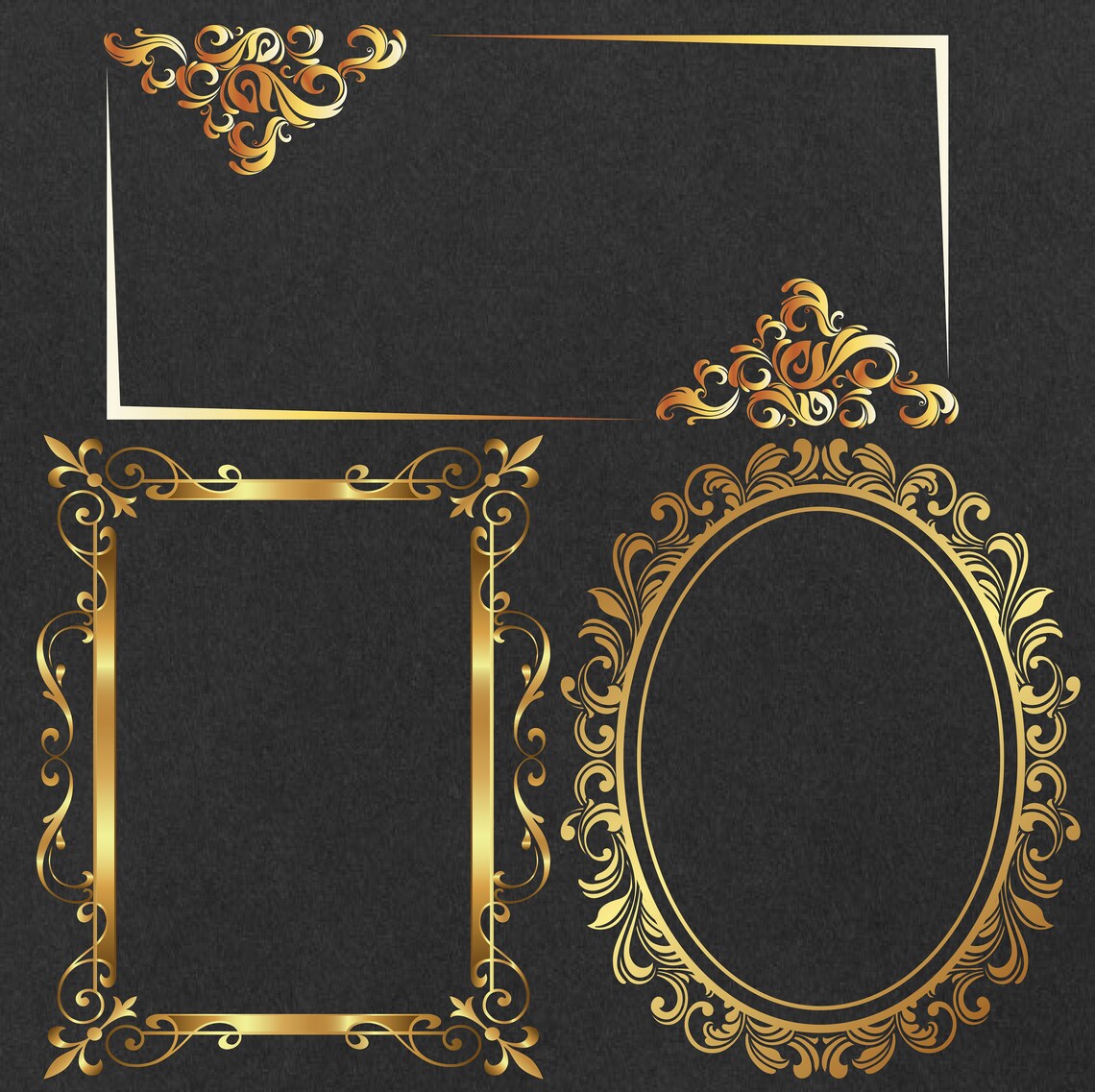 Gold Frame Clipart Bundle 15 Gold Borders Digital Frames - Etsy