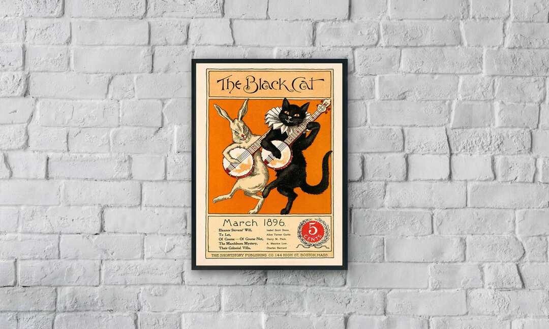 The Black Cat Art Print, Vintage Pop Art Poster 1896, Black Cat Poster ...
