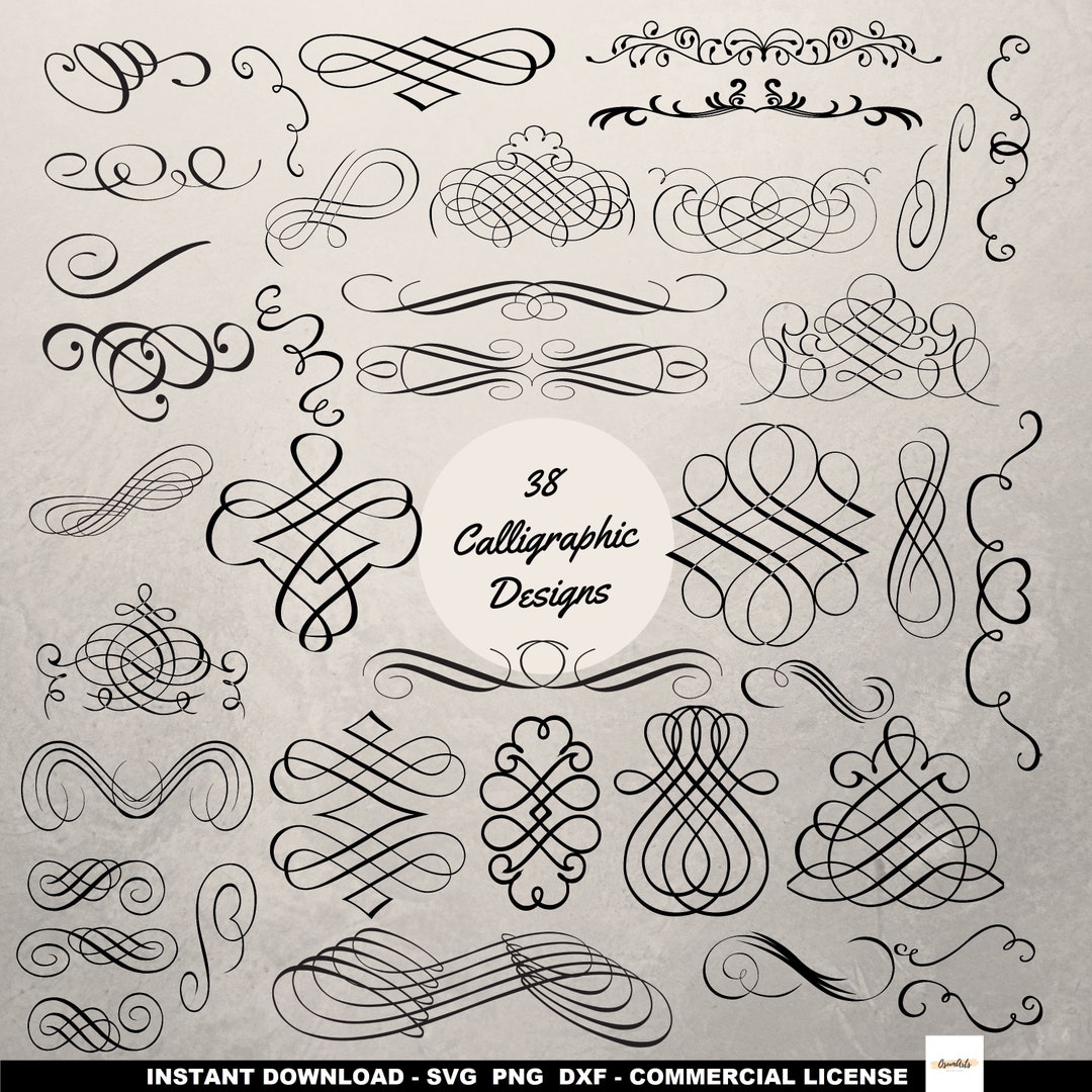 Calligraphy SVG Bundle - 38 Calligraphy Designs, Ornament Svg ...