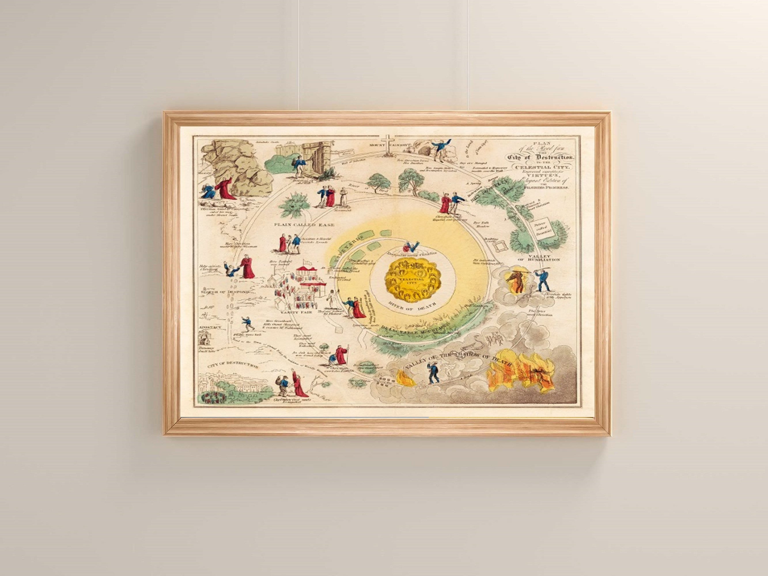 The Pilgrim's Progress Map 1850 Print the Road From the - Etsy