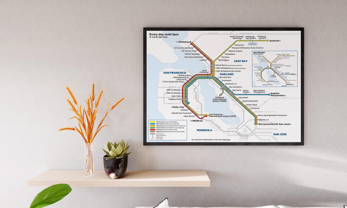 BART - Bay Area Rapid Transit Map 2023, Current BART Map, San Fransisco ...