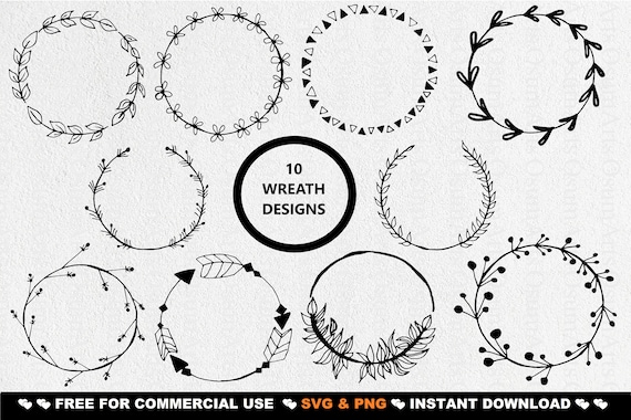 10 Hand-drawn Floral WREATH SVG Wreath Bundle Svg Floral - Etsy