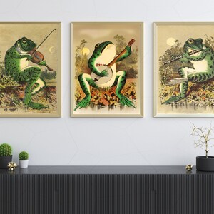 Vintage Frog Poster - SET of 3, Vintage Frog Aesthetic Pictures, Frog ...