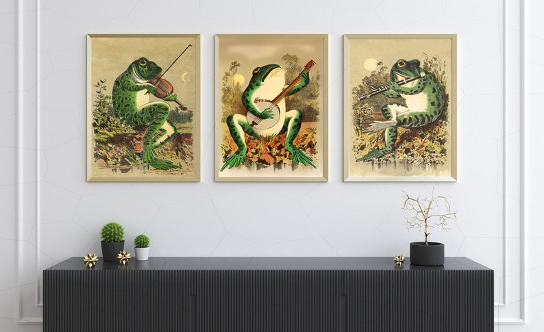 Vintage Frog Poster SET of 3 Vintage Frog Aesthetic - Etsy