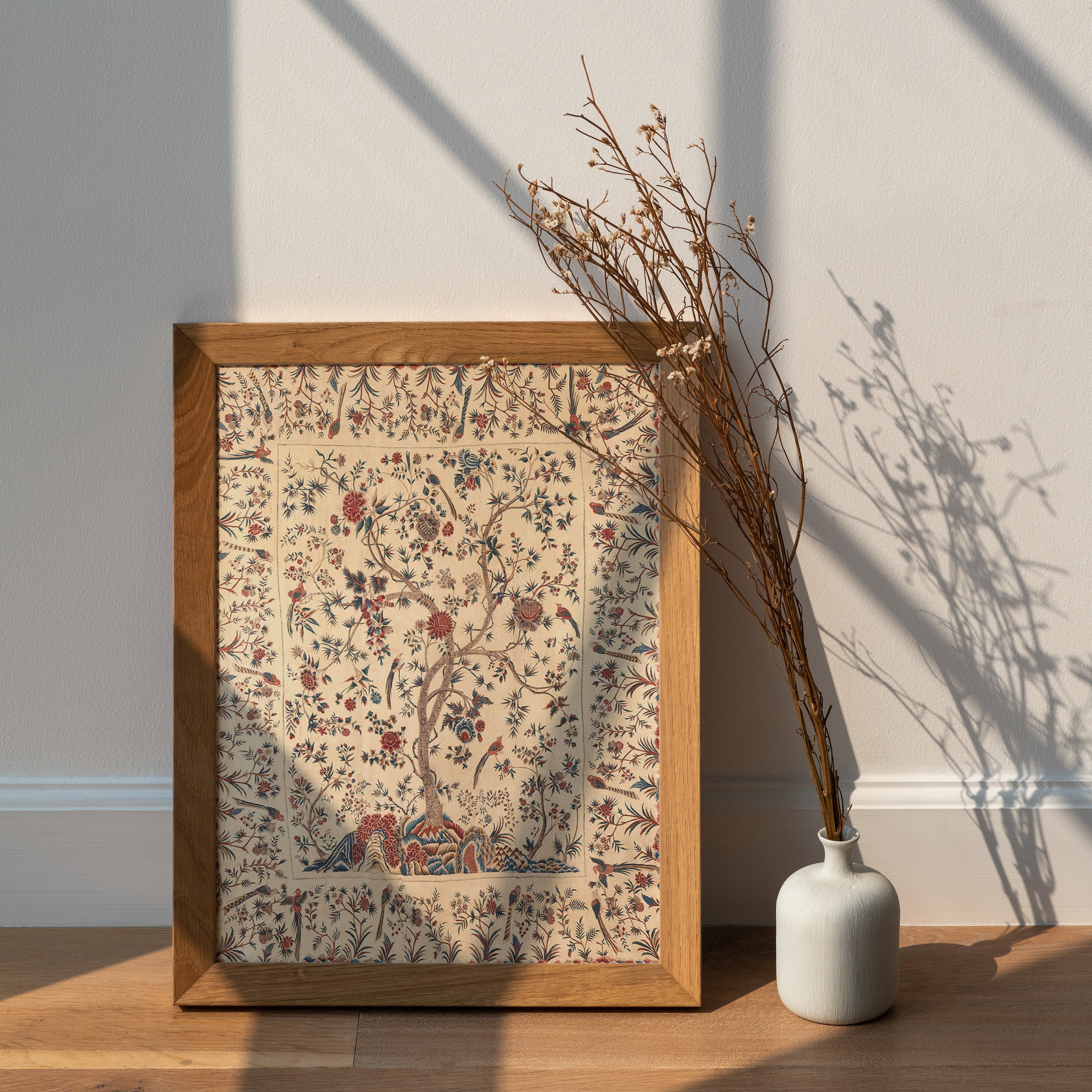 Antique Indian Textile Print, Vintage Kalamkari Tree of Life, Palampore ...