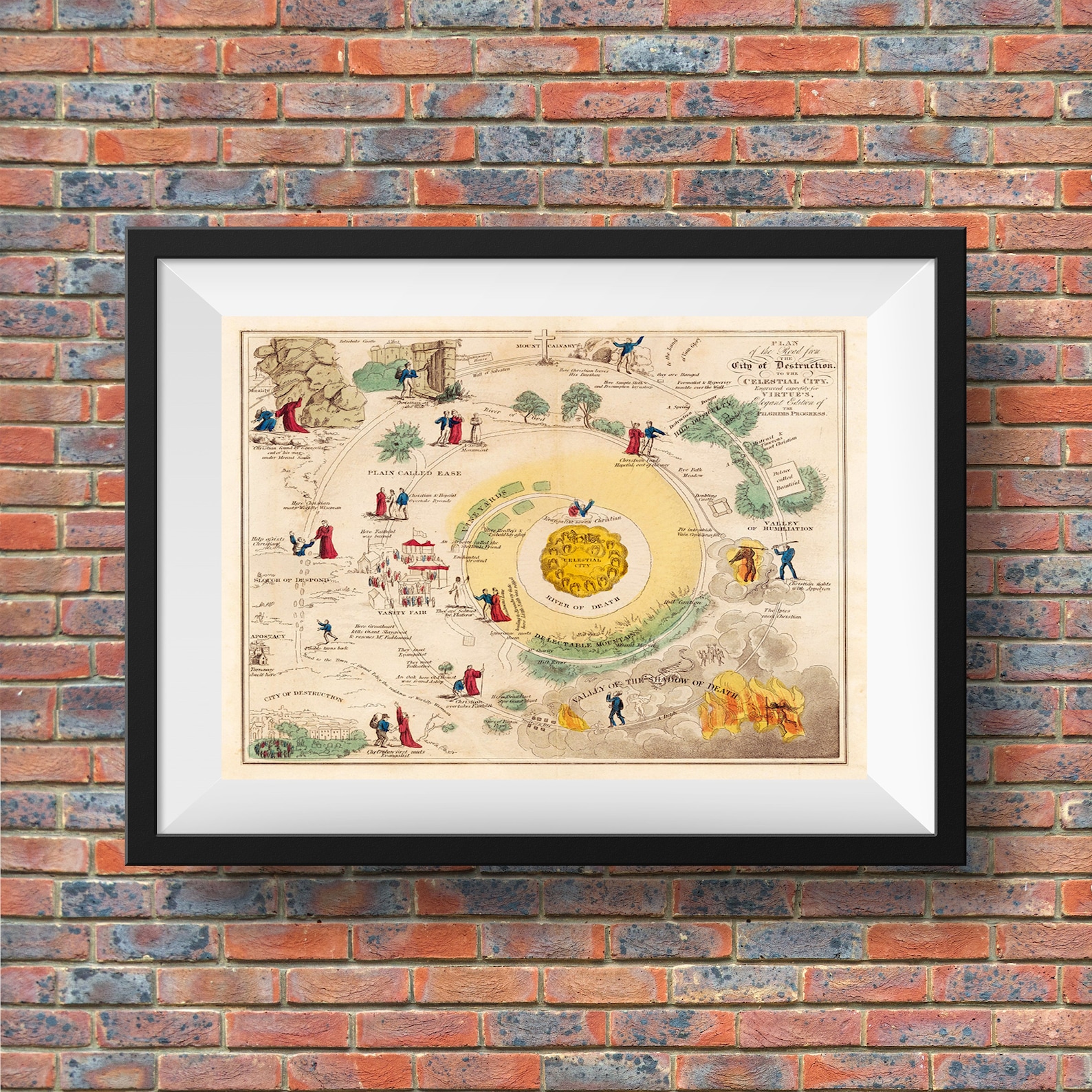 The Pilgrim's Progress Map 1850 Print the Road From the - Etsy