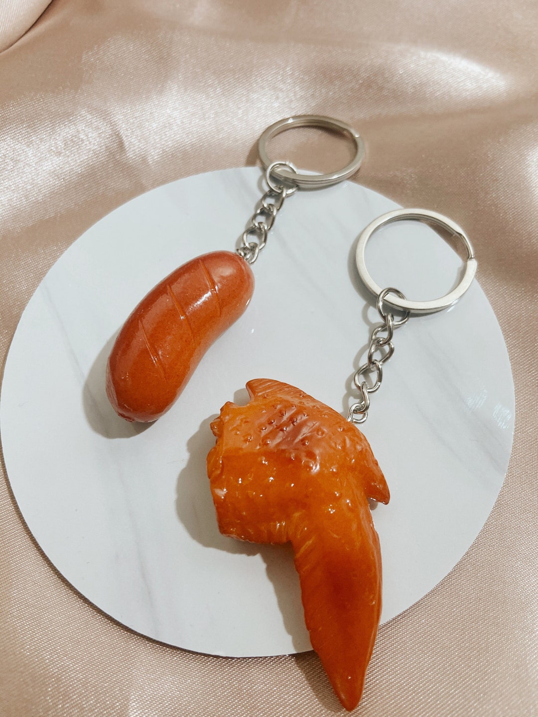 Hot Dog Keychain, Chicken Wing Keychain, Cute Keychain, BBQ Keychain - Etsy
