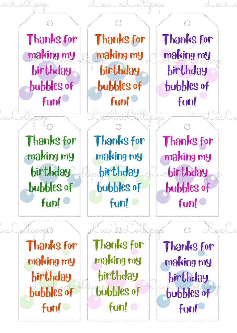 PRINTABLE Bubble Wand Gift Tags Bubbles Gift Tag Classroom Birthday ...