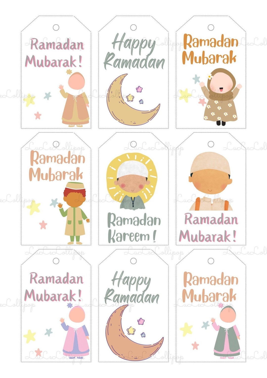 Ramadan & Eid Gift Tags: Printable Kids Favors (PDF Digital Download ...