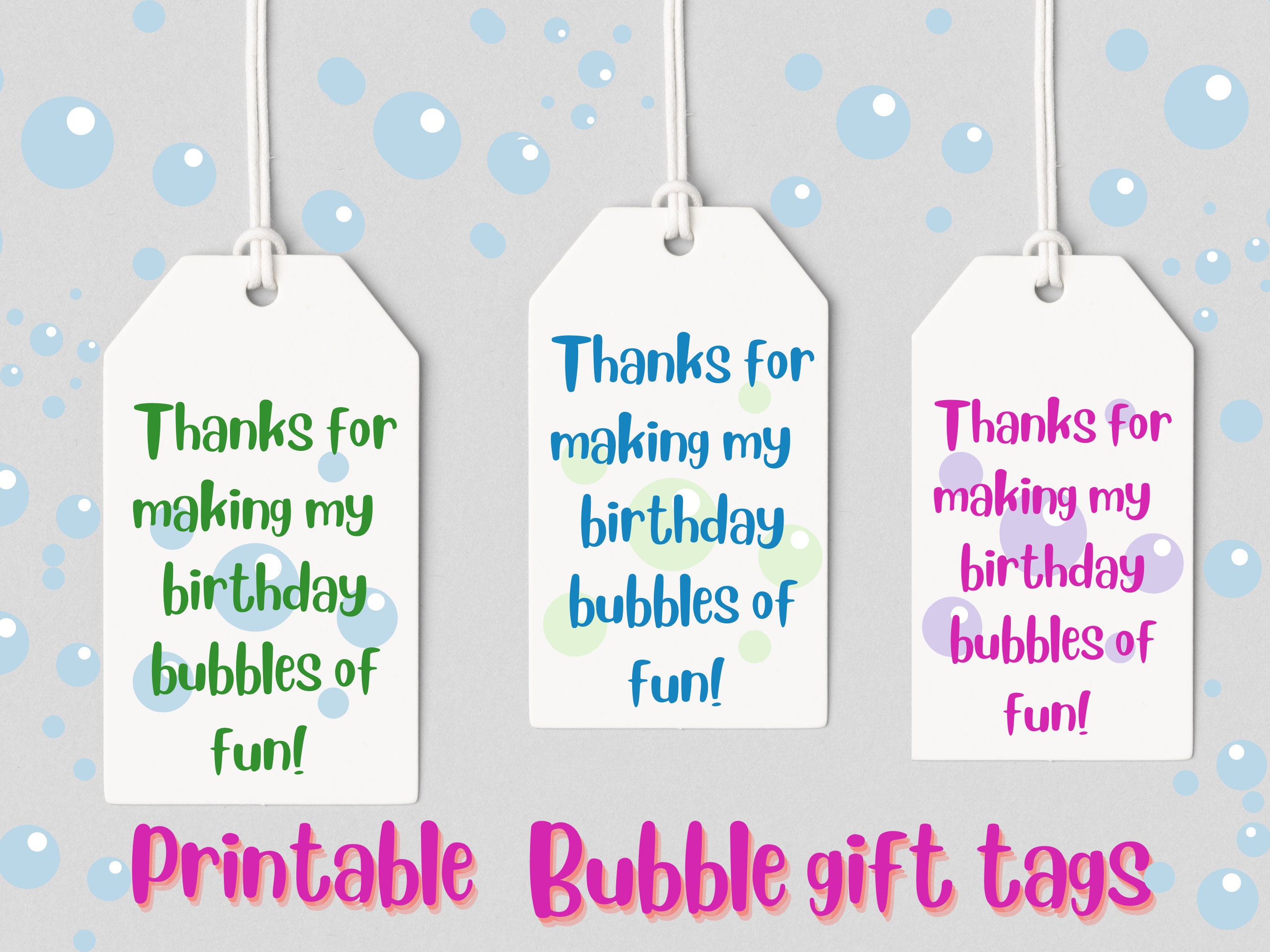PRINTABLE Bubble Wand Gift Tags Bubbles Gift Tag Classroom Birthday ...