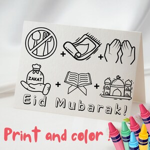 Printable Eid Card Coloring for Kids Printable Eid Coloring Card for ...