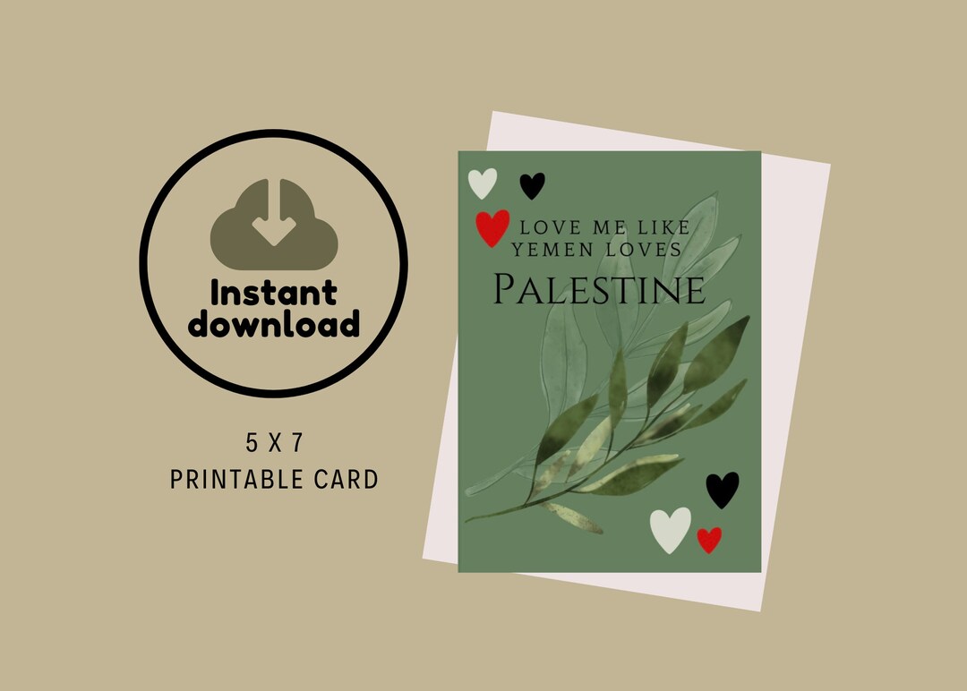 Palestine Love Card Png Instant Download Card Keffiyeh Yemen Loves ...