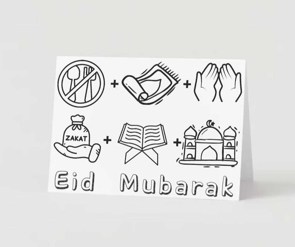 Printable Eid Card Coloring for Kids Printable Eid Coloring Card for ...