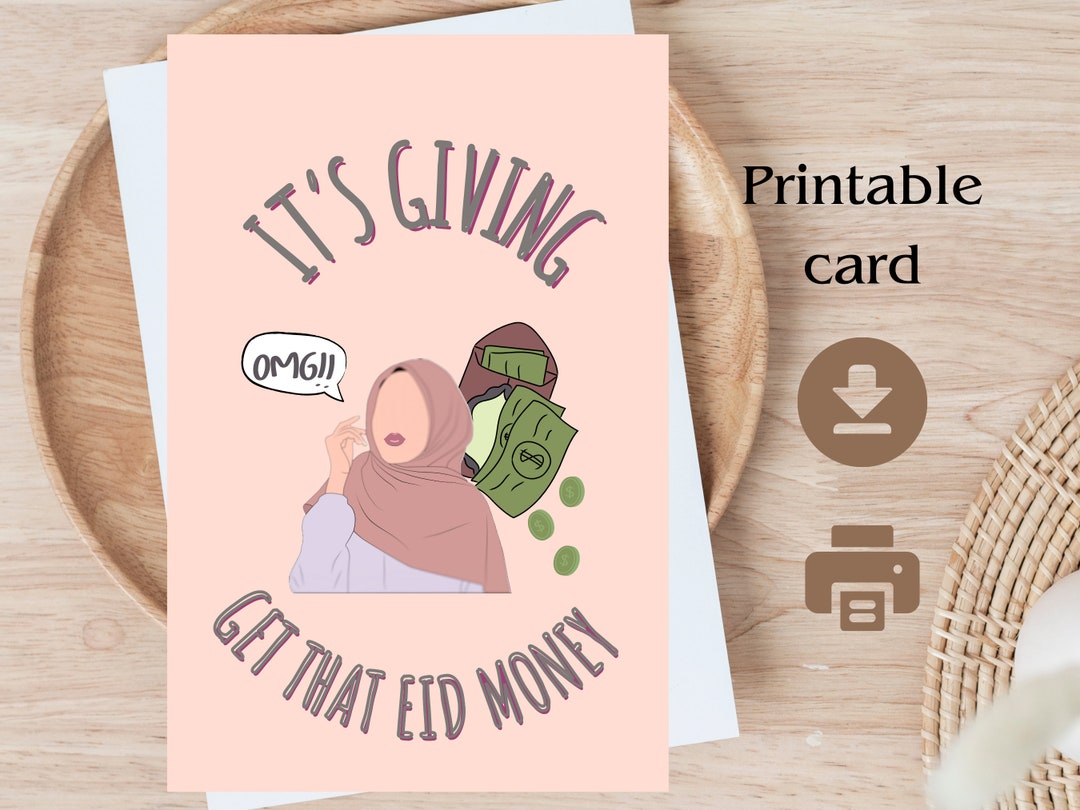Eid Money Card Printable Eid Card Pdf Digital Download Eid Mubarak Card ...