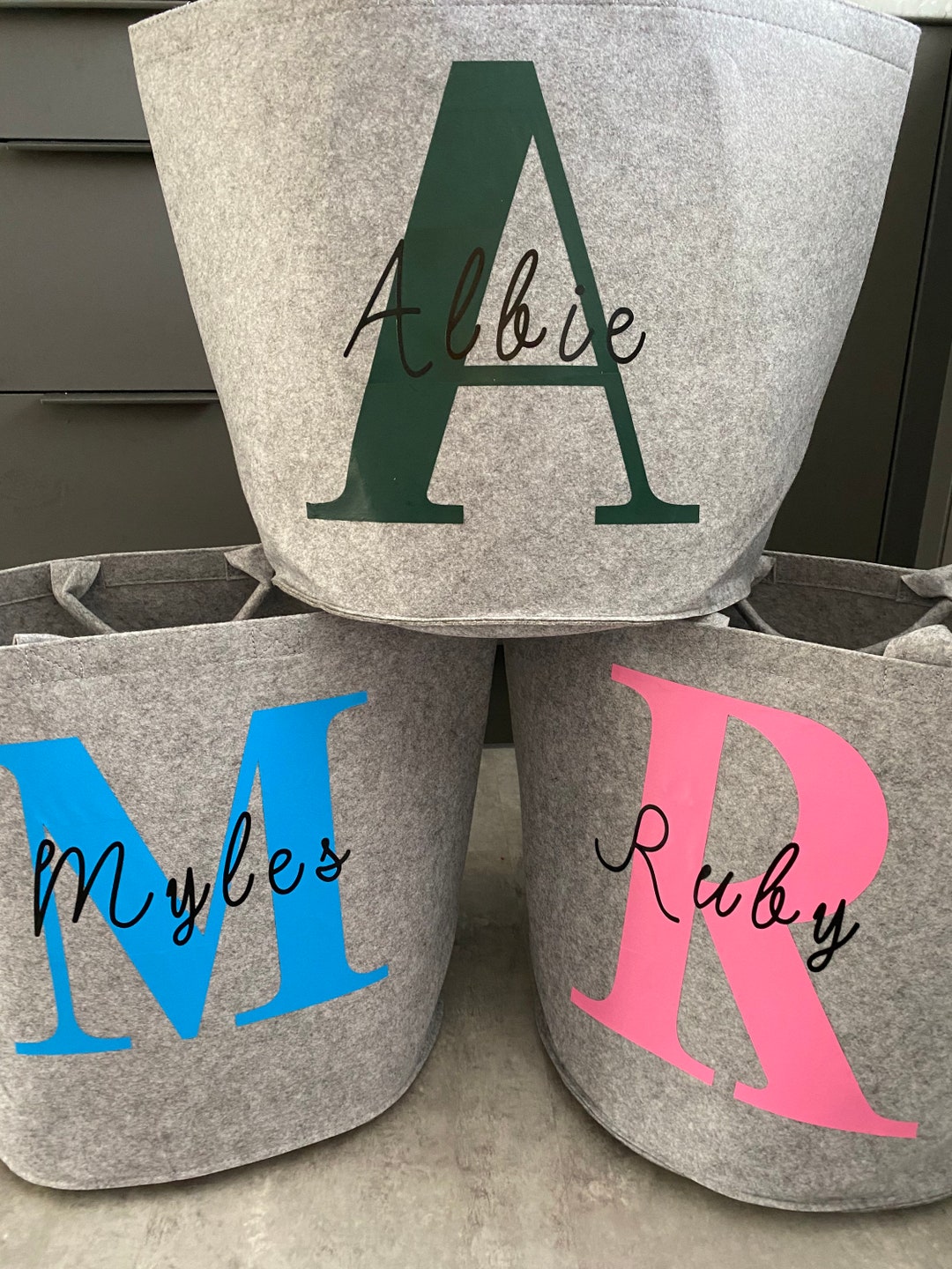Initial and Name Small Felt Storage Basket - Etsy
