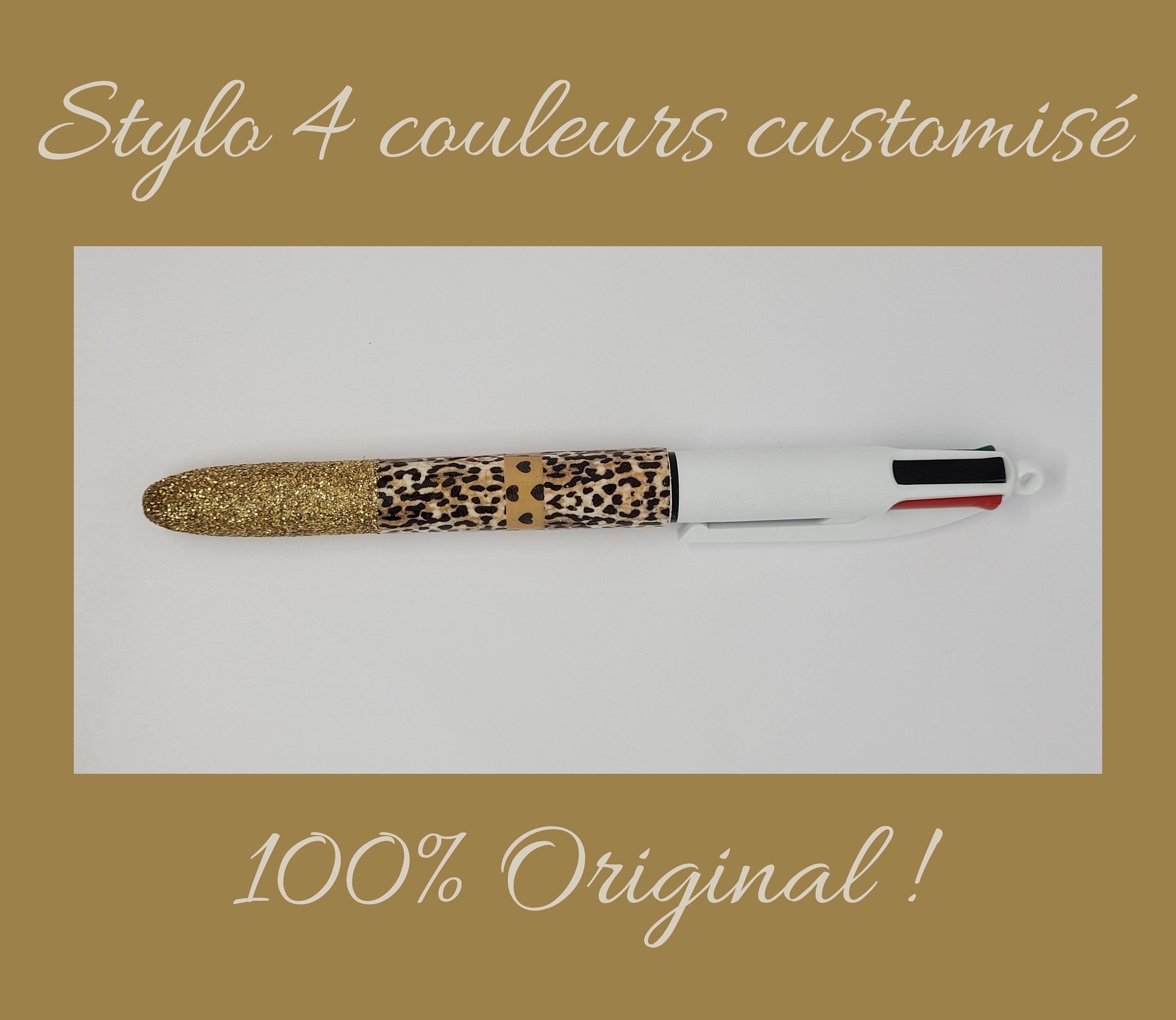 Stylo 4 couleurs customisé avec paillettes et décors - Etsy France