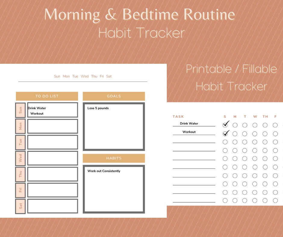 Printable Morning Routine | Nightly Routine Habit Tracker (checklist ...