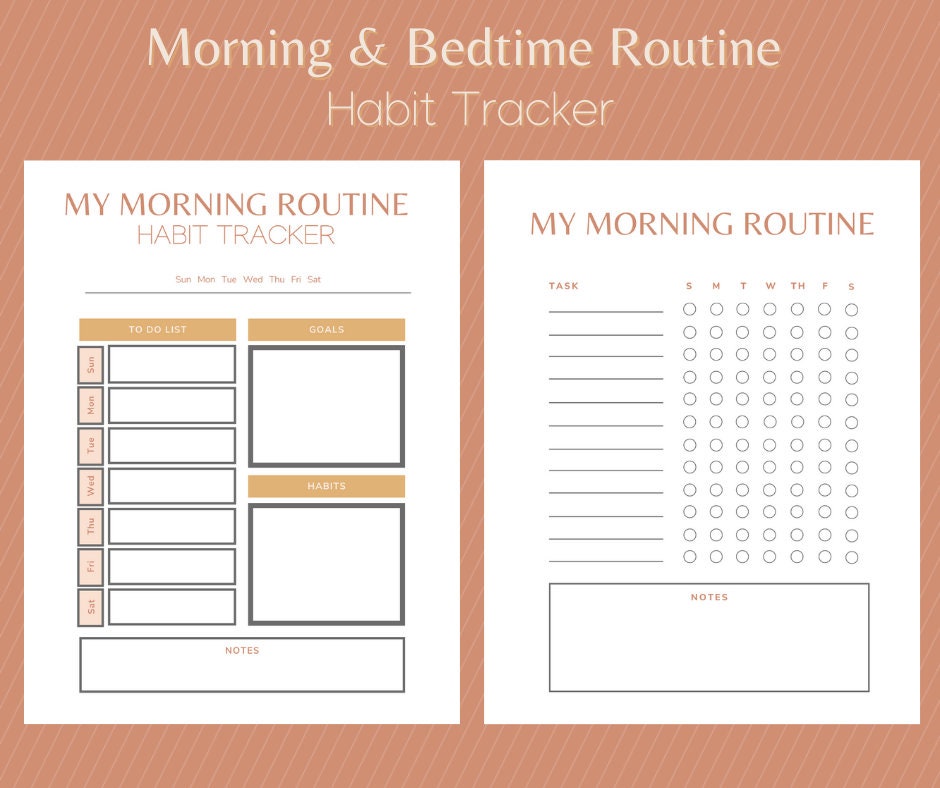 Printable Morning Routine | Nightly Routine Habit Tracker (checklist ...