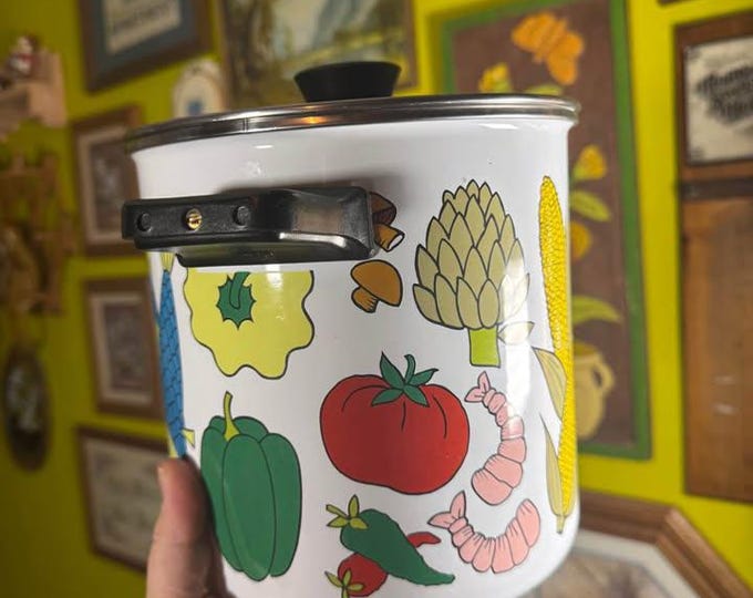 Vintage Enamel Pot With Steam Basket - Etsy