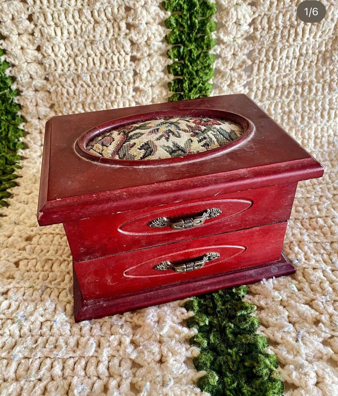 Vintage Cherry Wood Jewelry Box - Etsy