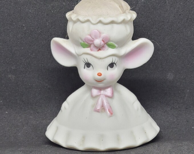 Vintage Lefton Porcelain Pin Cushion Sharpener White Mouse Figurine ...