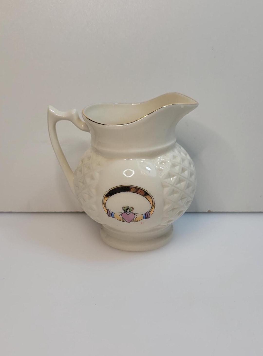 Irish Parian Donegal China Creamer Claddagh Design With Gold Accents 3. ...