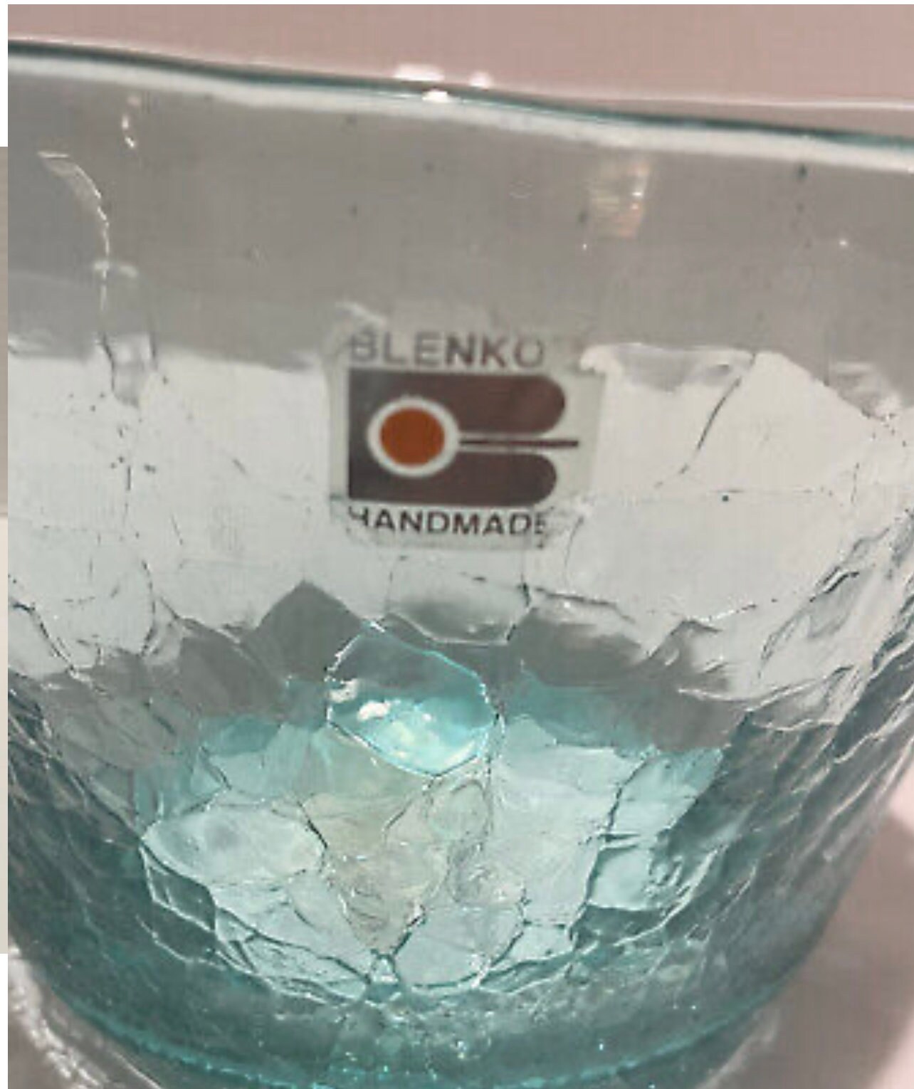 Vintage BLENKO Glass Sea Green Crackle Glass Vase 8” Wide 5” Tall - Etsy