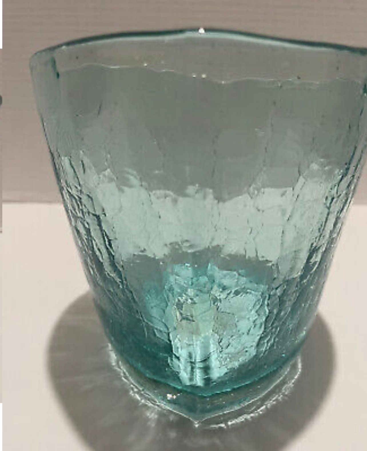 Vintage BLENKO Glass Sea Green Crackle Glass Vase 8” Wide 5” Tall - Etsy