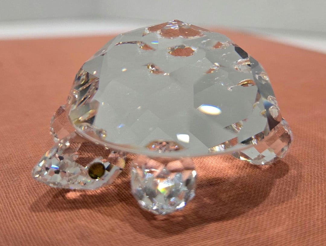 Vtg Swarovski Crystal Turtle Figurine - Etsy