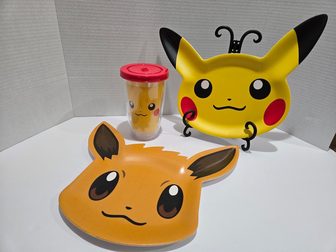 Pokemon Cafe Limited Japan Pikachu and Eevee & Melamine Plate Set Plus ...