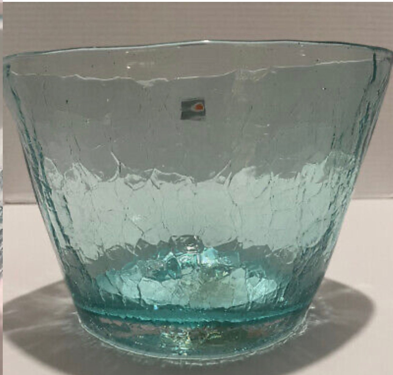 Vintage BLENKO Glass Sea Green Crackle Glass Vase 8” Wide 5” Tall - Etsy