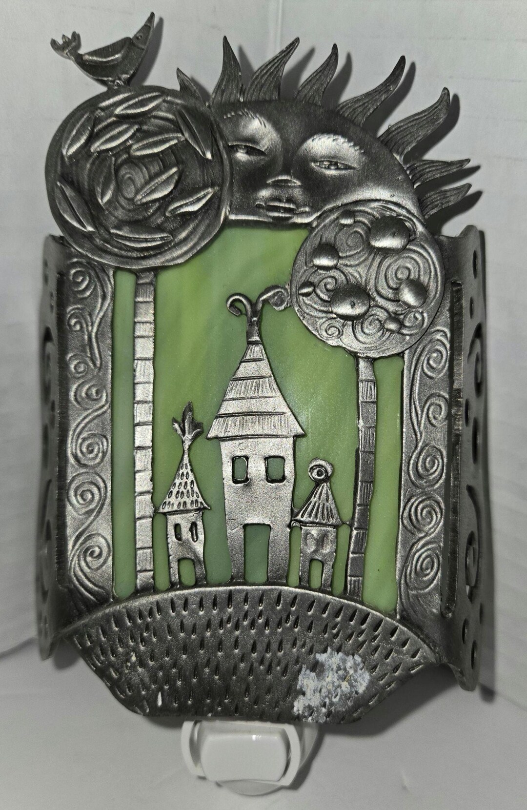 Leandra Drumm Stain Glass sunny Town Night Light - Etsy