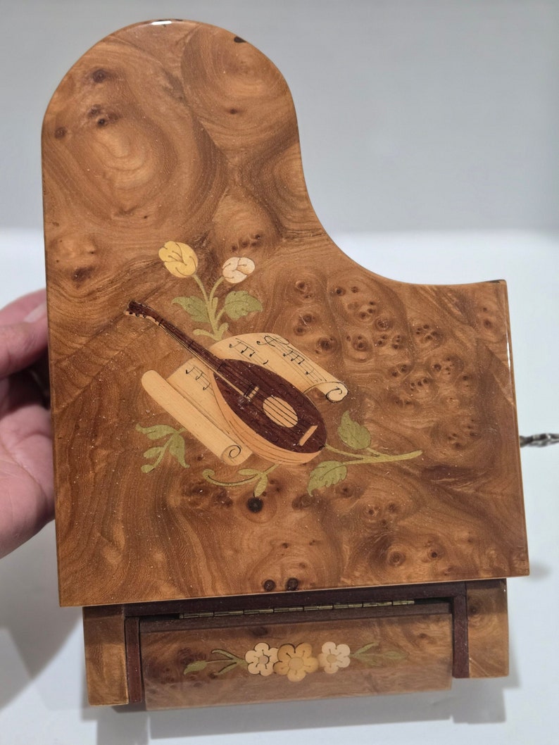 Mapsa Switzerland Footed Grand Piano Music Box Swiss arrivederci Rome ...