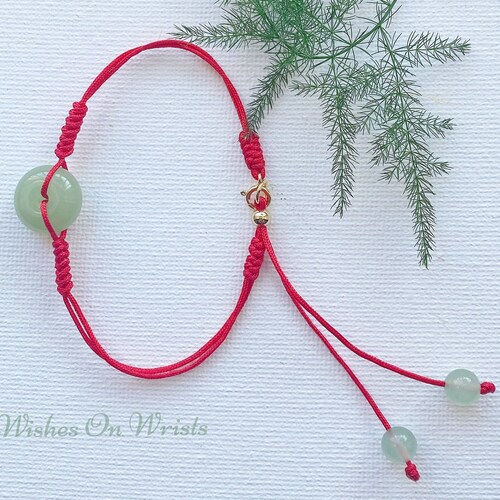 Red String Bracelet Jade Doughnut Bracelet Red Lucky Wish - Etsy