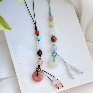 Phone Charm | Healing Crystal Phone Grip | Light Green Jade Peace ...